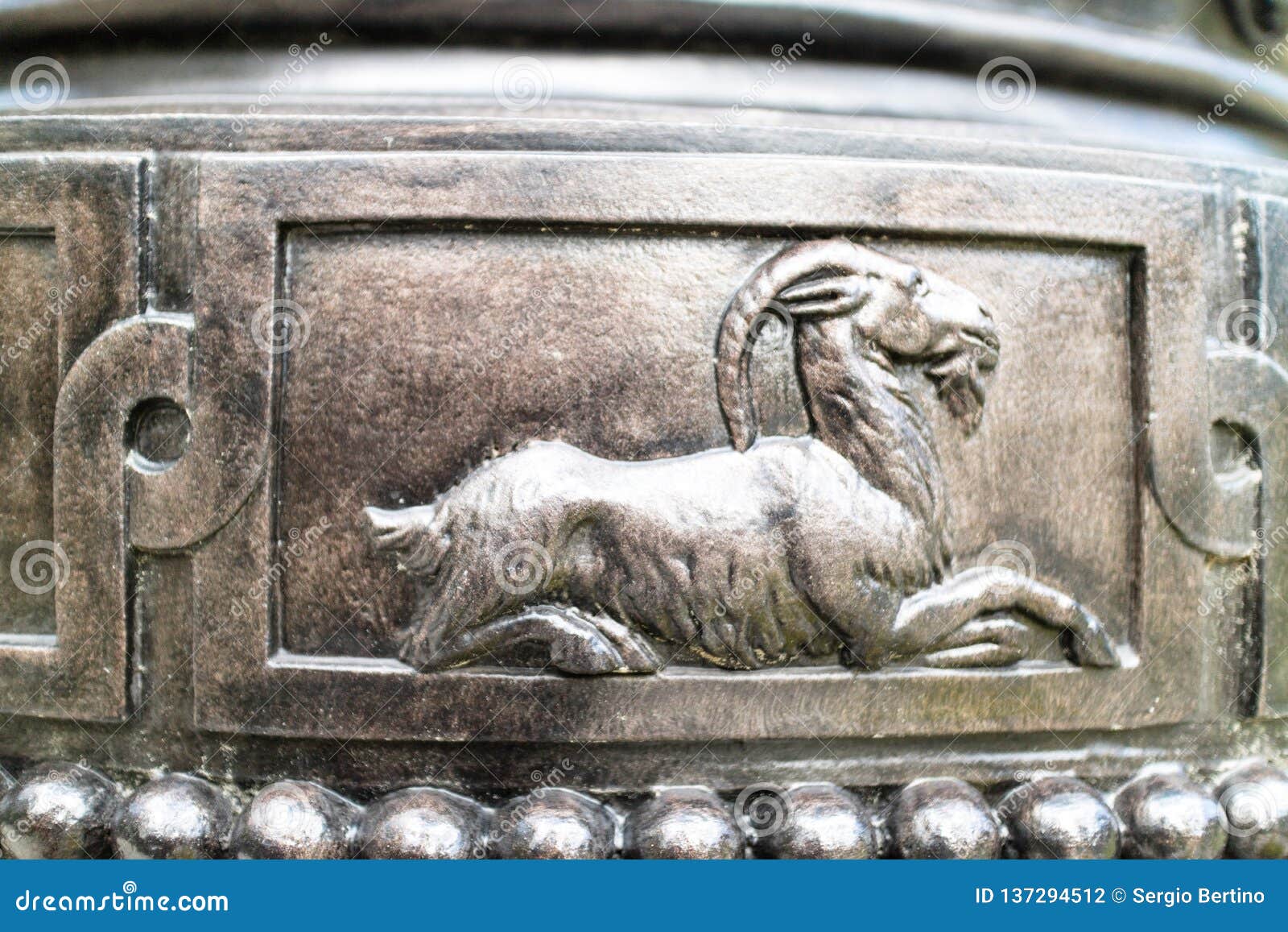 Metal artwork with ram stock photo. Image of palace - 137294512