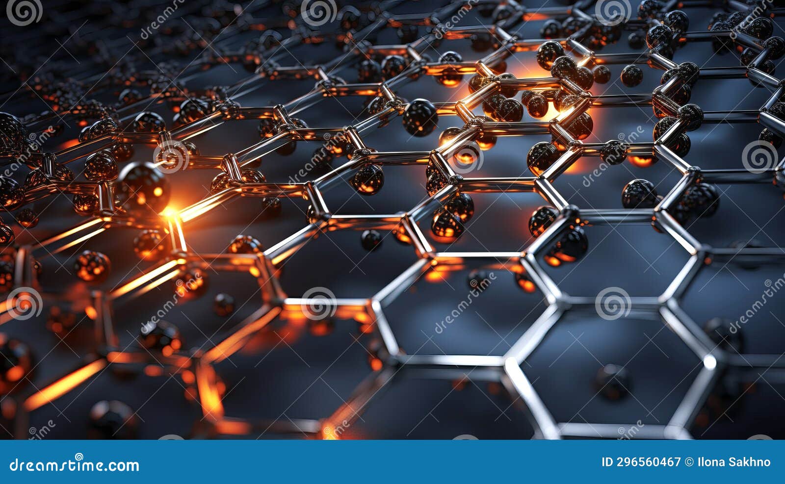Metal Atoms are Falling Onto a Surface Lined with Hexagons Stock ...