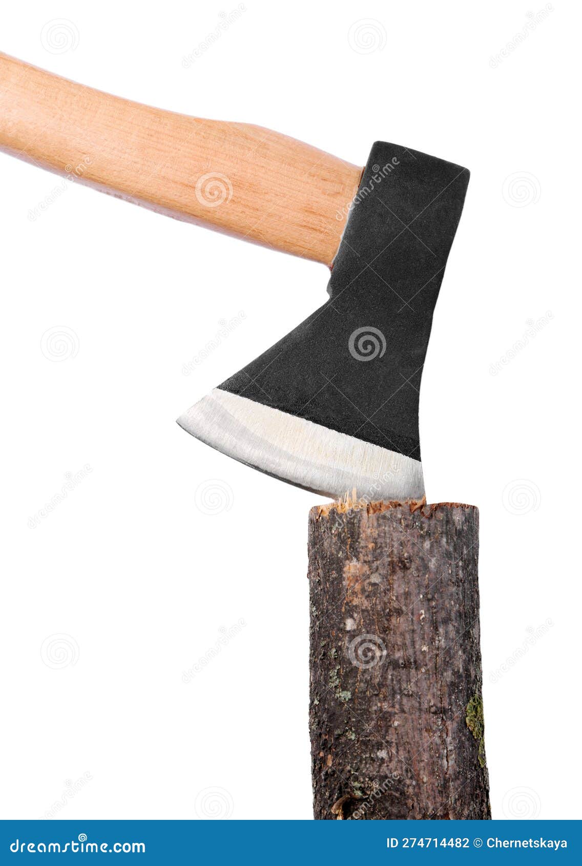 Metal Ax in Wood Log on White Background Stock Photo - Image of ...