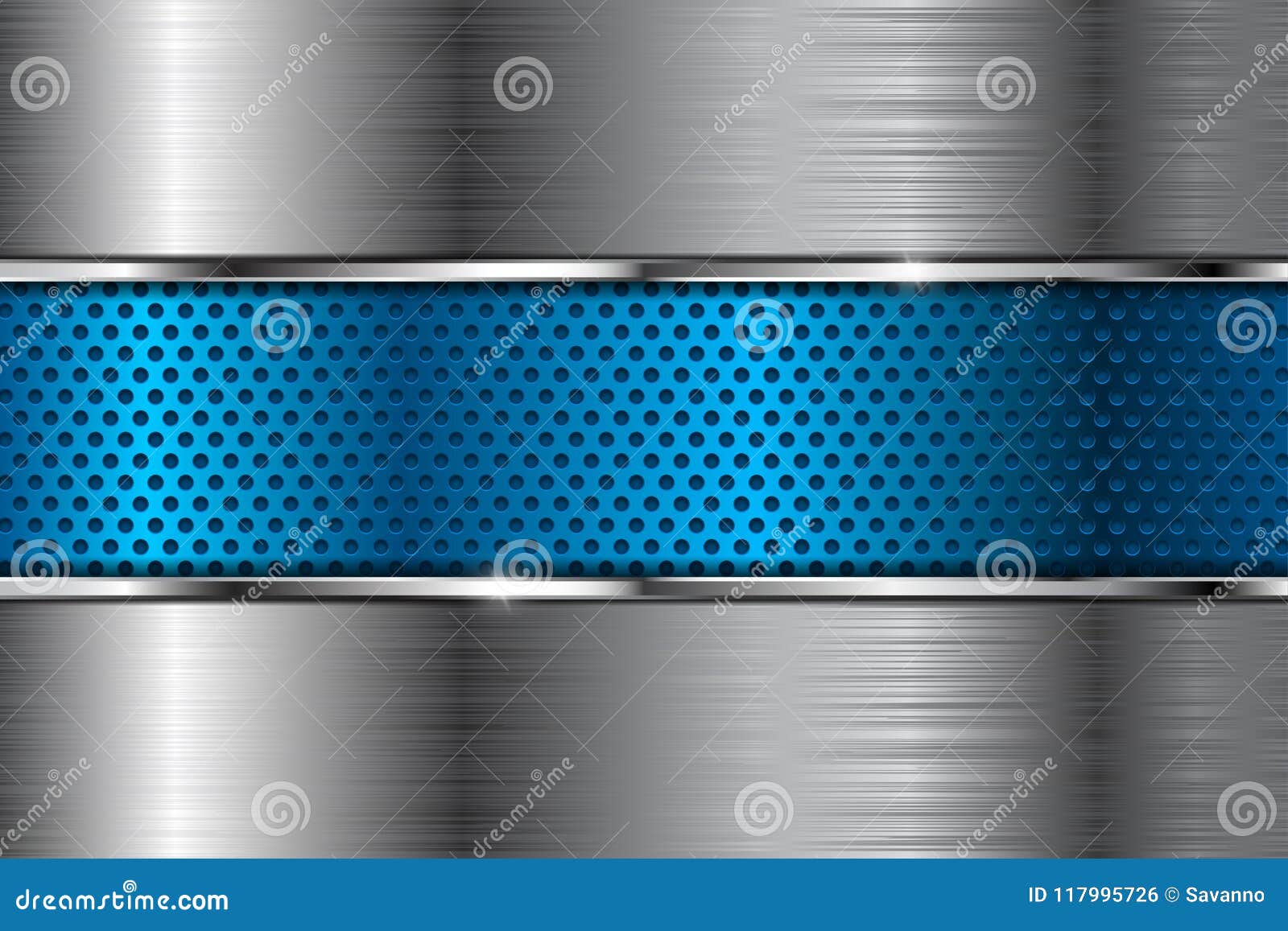 Blue Perforated Metal Texture, Abstract Background Cartoon Vector ...