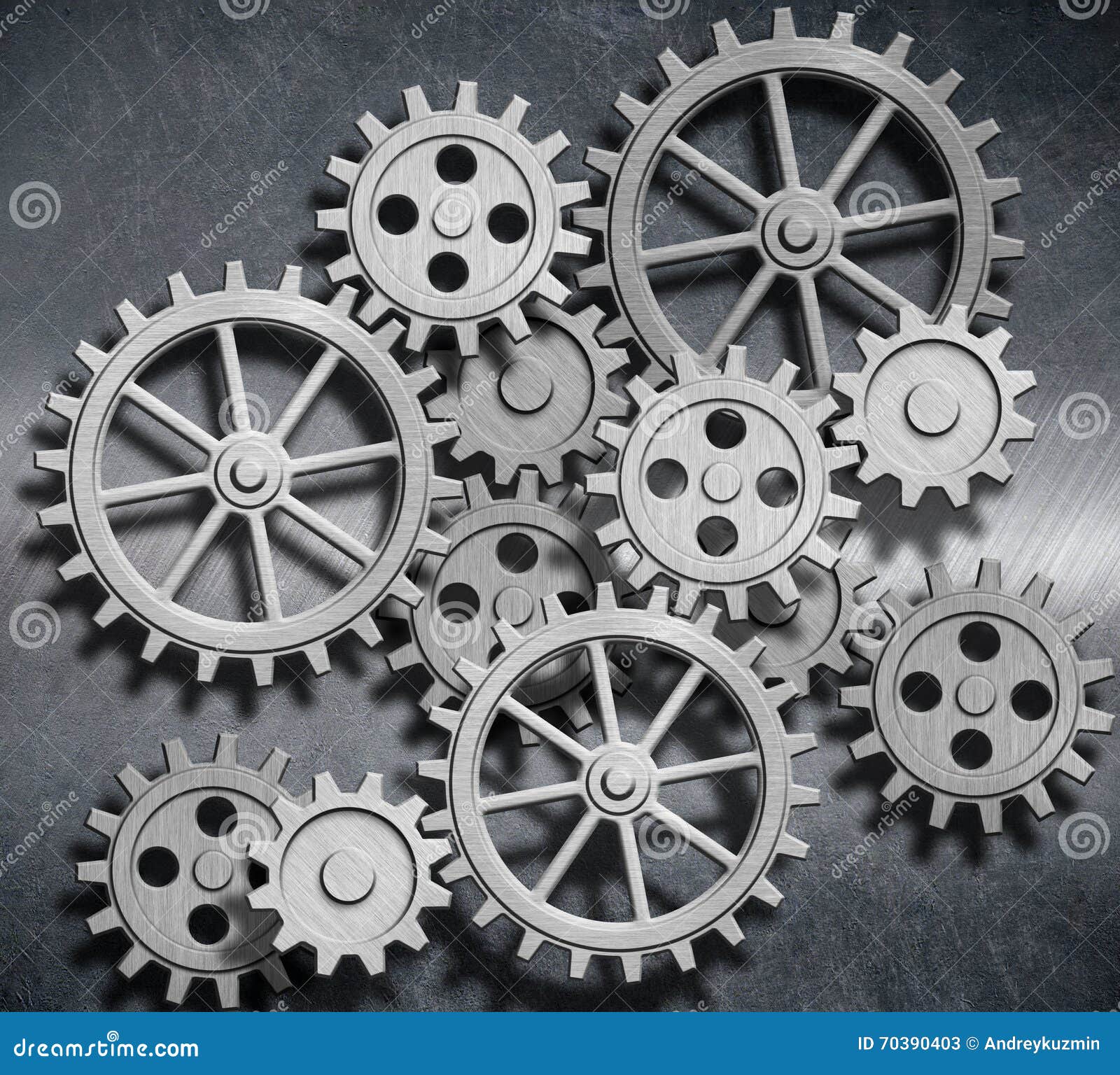 Metal Background with Gears and Cogs 3d Illustration Stock Illustration ...