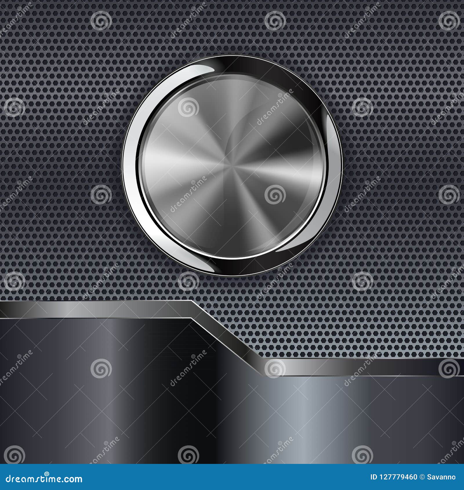 Round Chrome Button Collection On Transparent Background. Vector Metal ...