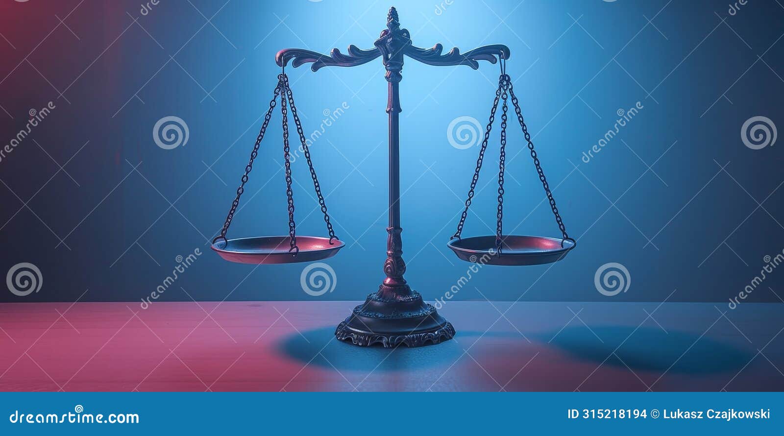 Metal Balance Scale Against Blue Background. Generative AI Stock ...