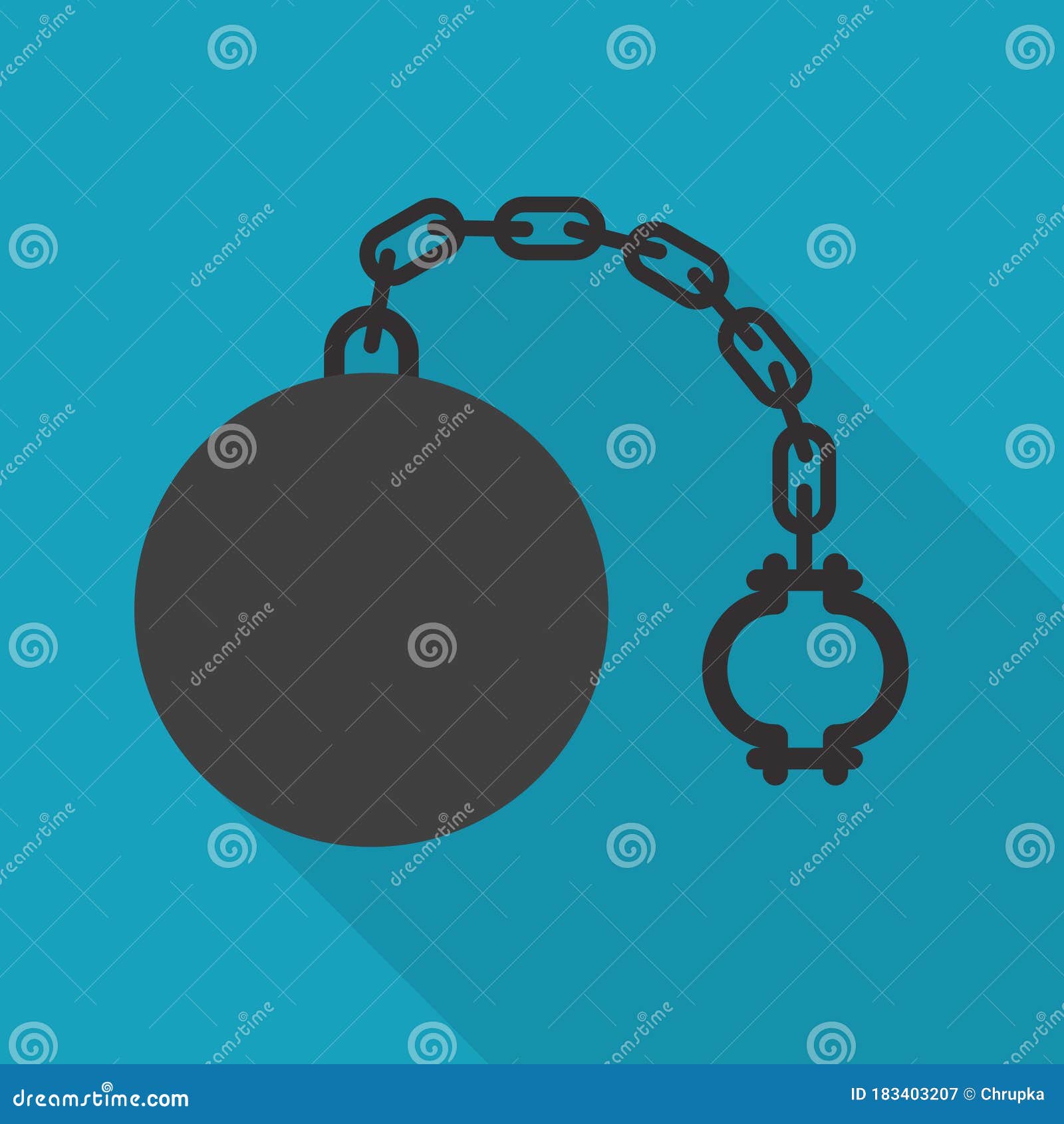 Metal ball and chain icon stock vector. Illustration of hooligan ...
