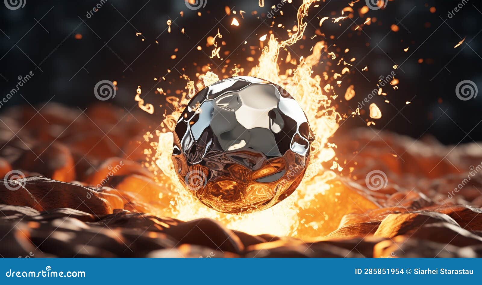A Metal Ball Falls into Boiling Lead,Generated by AI Stock Photo ...