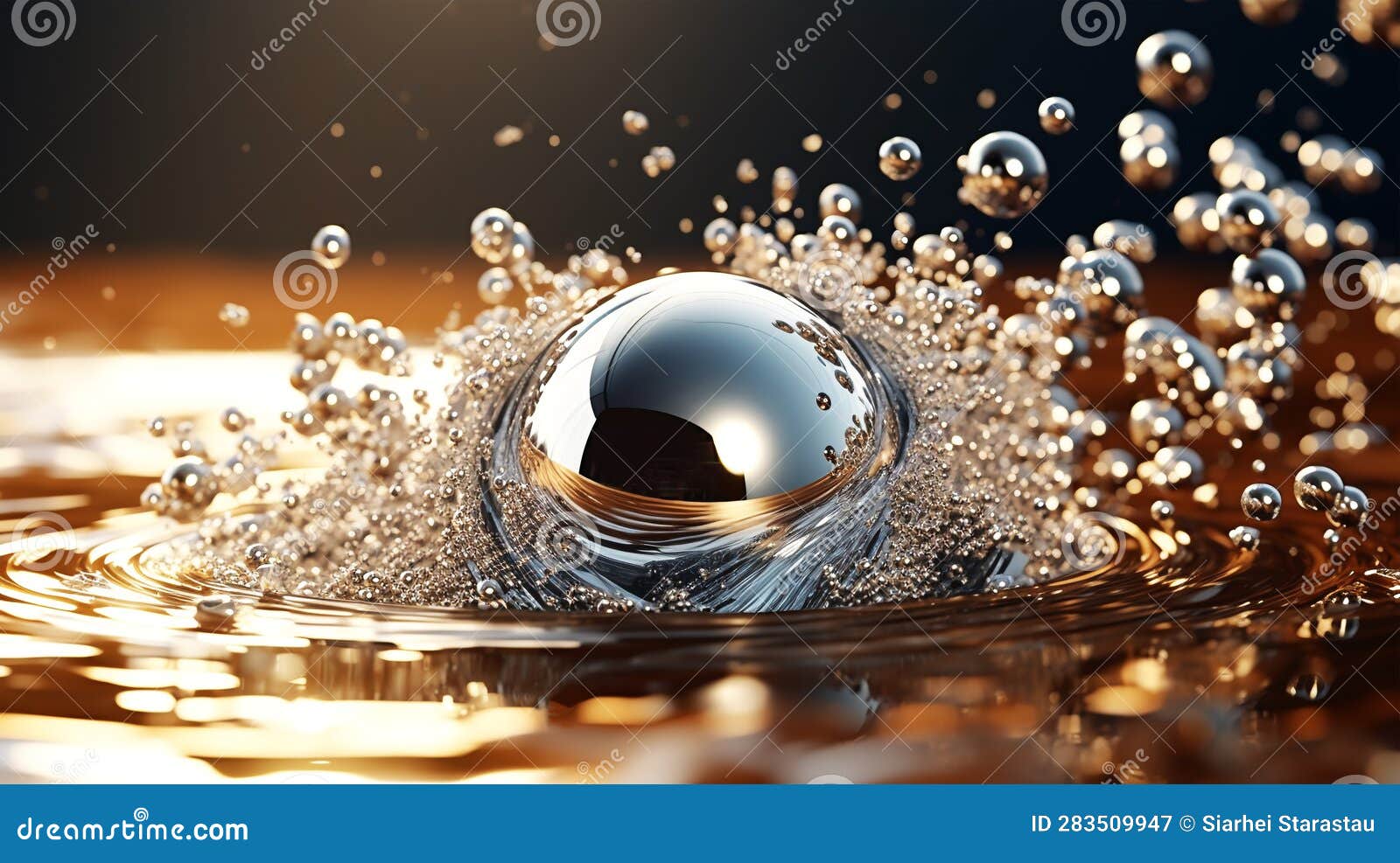 A Metal Ball Falls into Boiling Lead,Generated by AI Stock Illustration ...