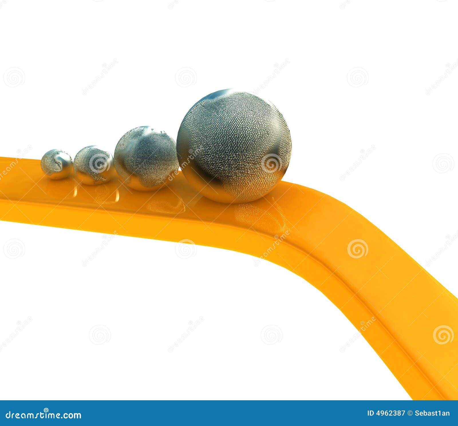Metal Balls On A Green Background Convergent Perspective. Stock Photo ...