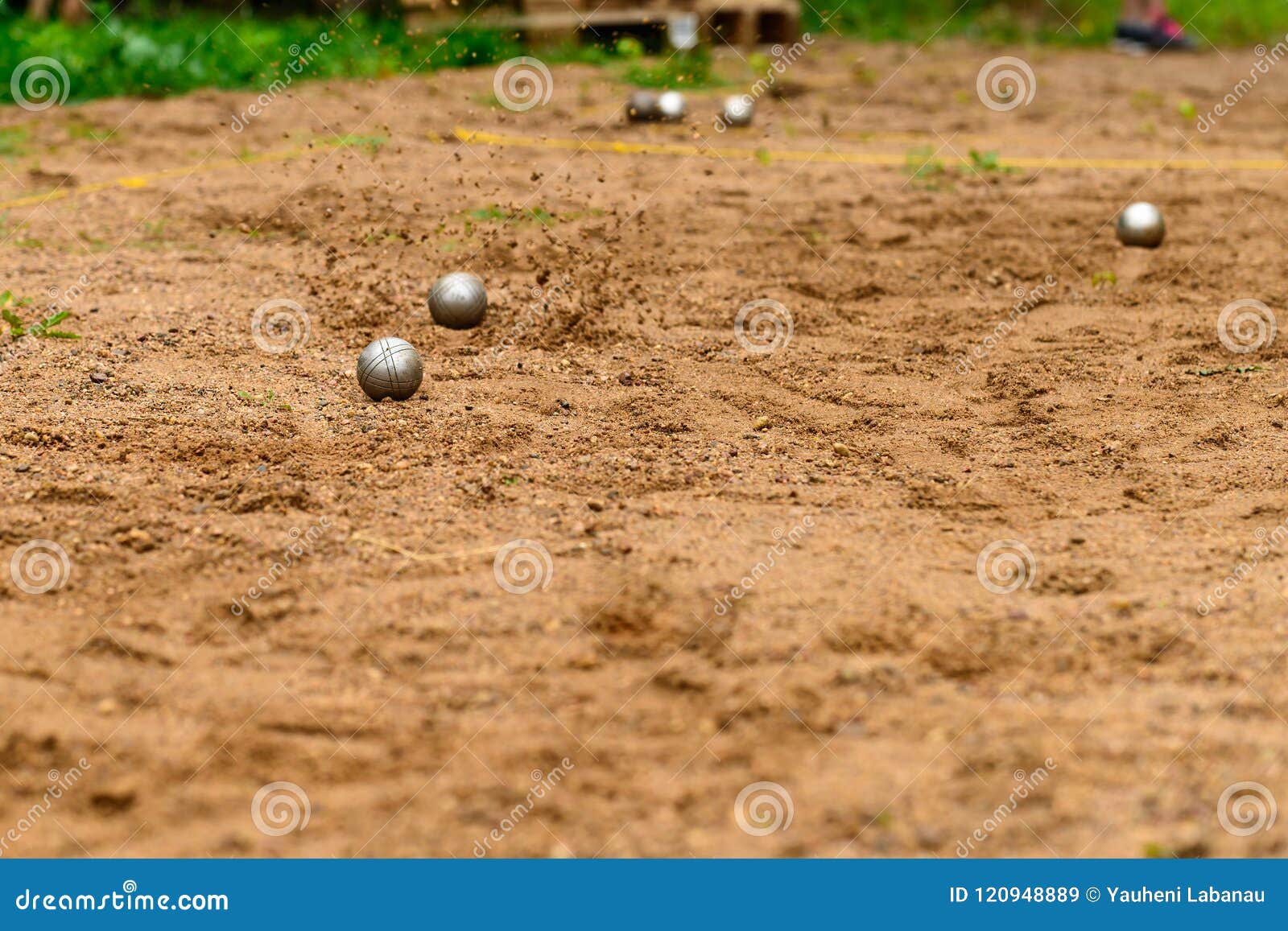 Metal Balls for Petanque Game on Sand Stock Image - Image of nature ...