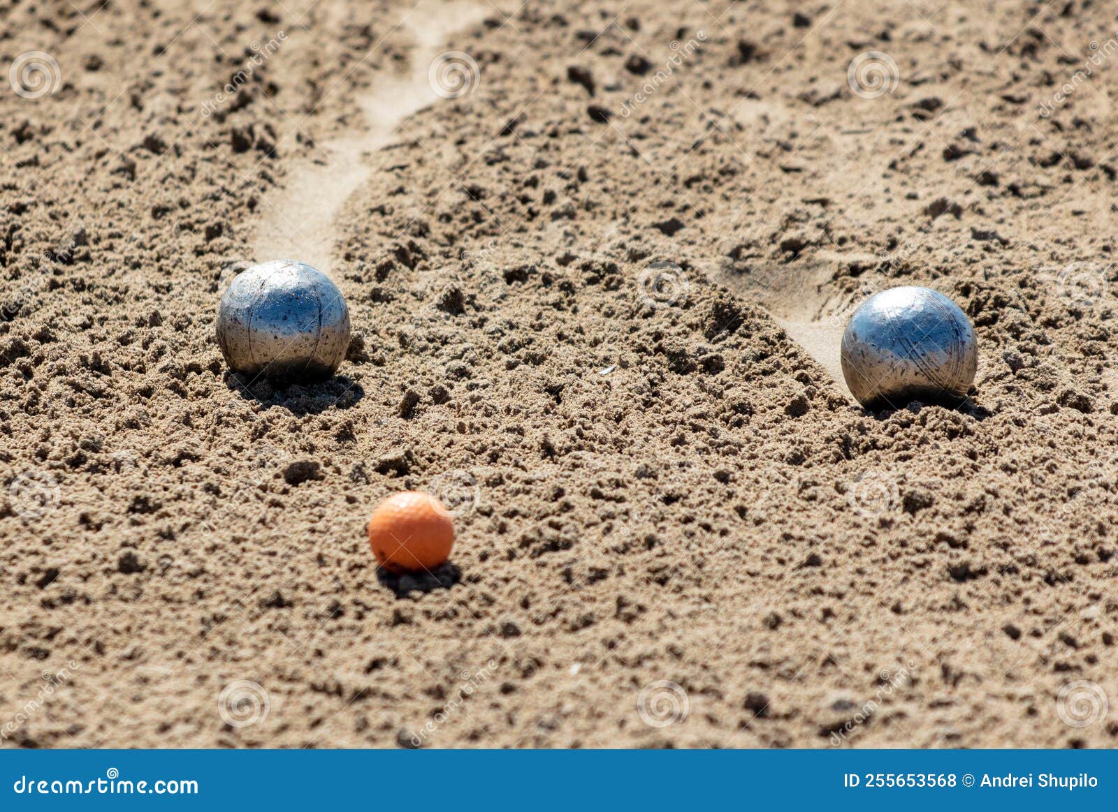 Metal Balls on the Sandy Beach. Stock Photo - Image of game, water ...