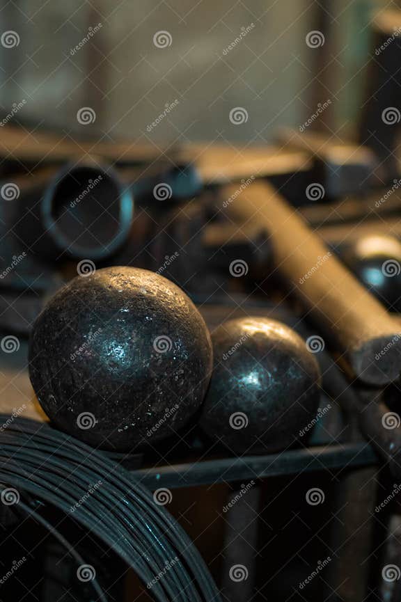 Metal Balls on the Table in the Workshop Stock Photo - Image of ball ...