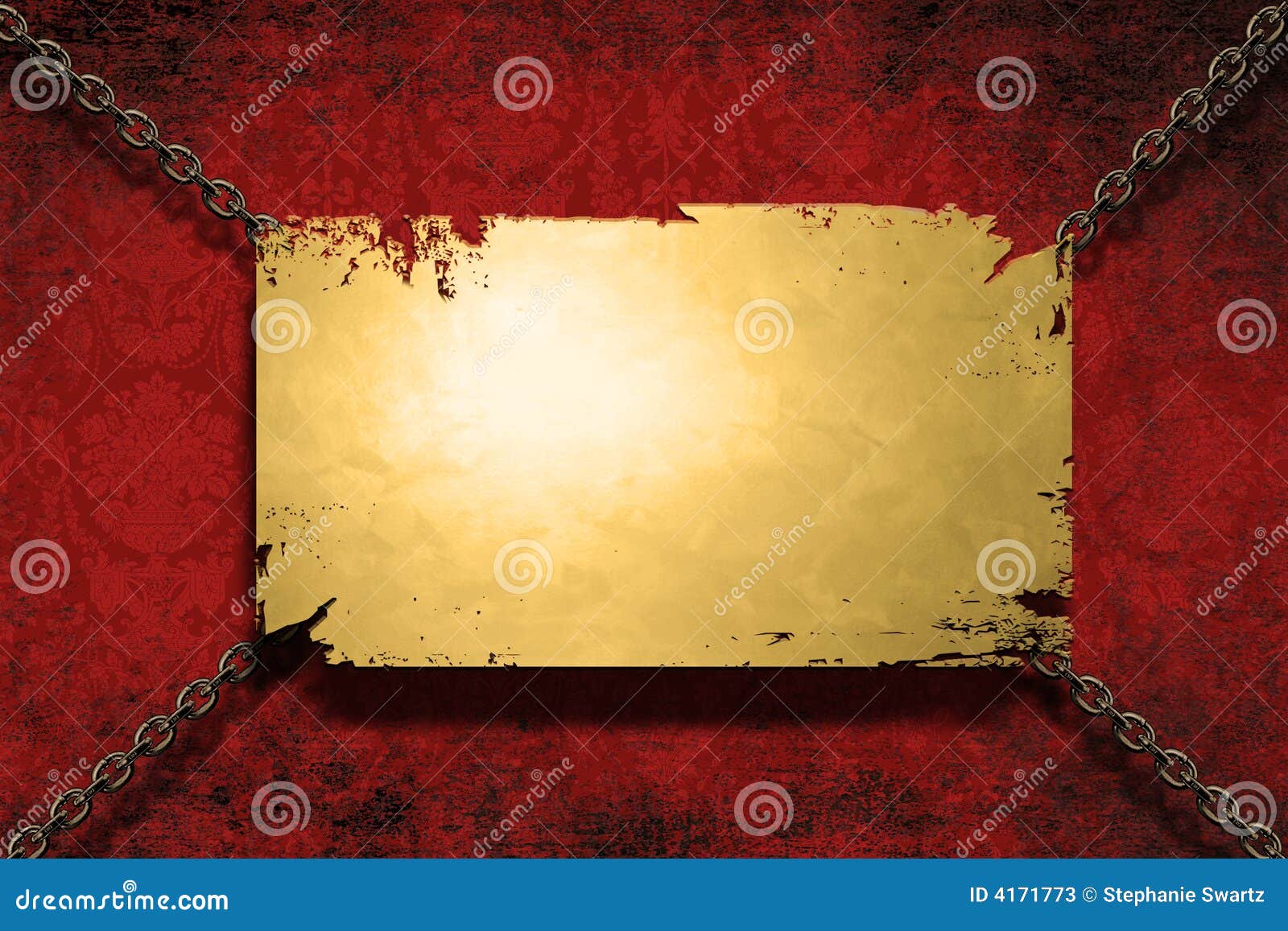 A Metal Banner Held with Chains Stock Illustration - Illustration of ...