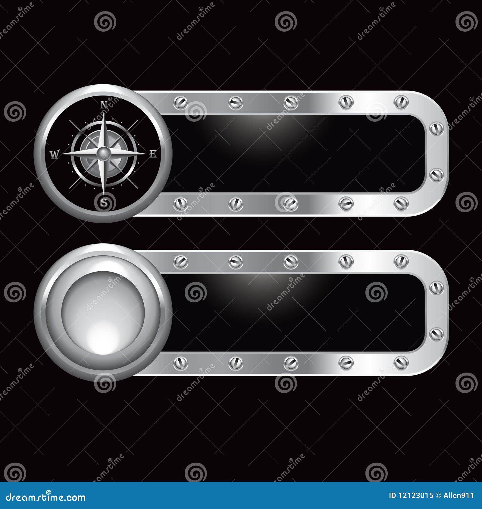 Metal banners with compass stock vector. Illustration of explore - 12123015
