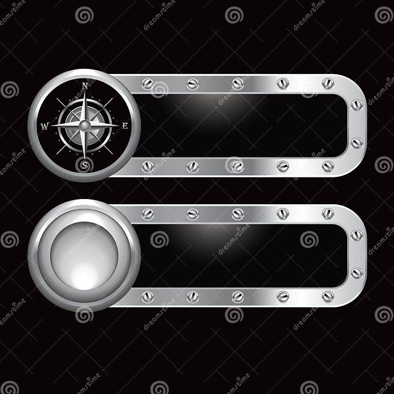 Metal banners with compass stock vector. Illustration of explore - 12123015