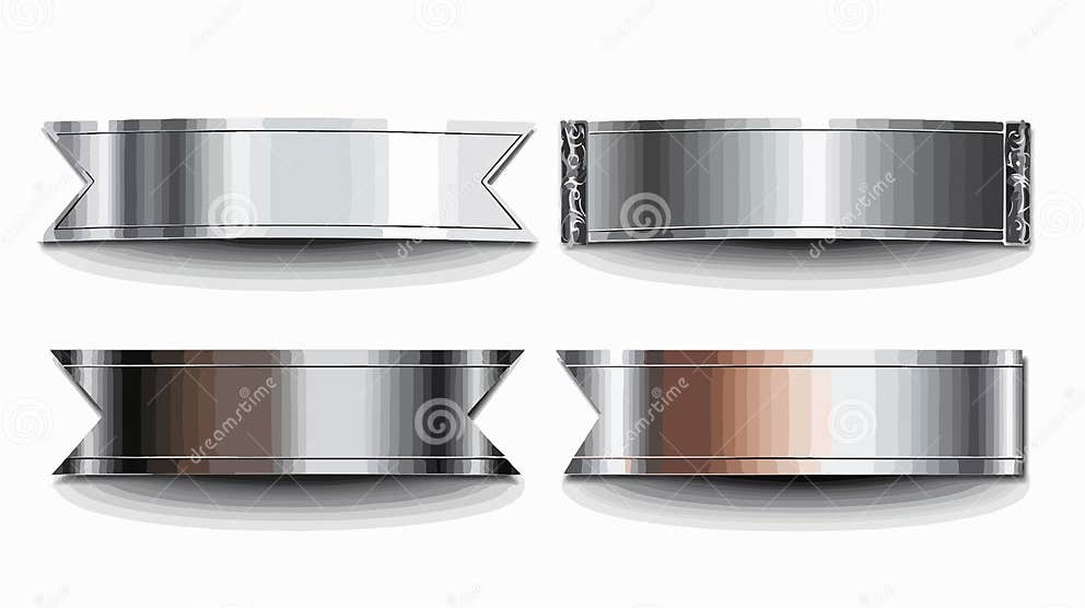 Metal Banners Set Isolated for Graphic Design Elements Stock ...