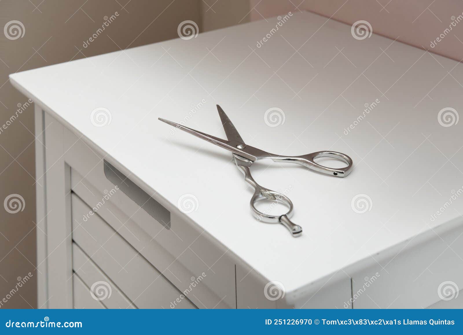 Metal Barber Scissors on a White Chest Stock Photo - Image of modern ...