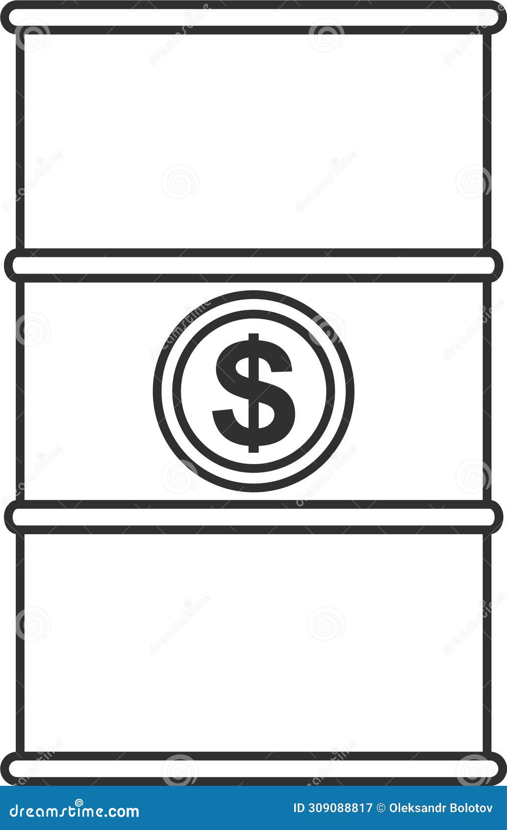 Metal Barrel with Dollar Sign Icon. Vector Illustration. Stock Vector ...