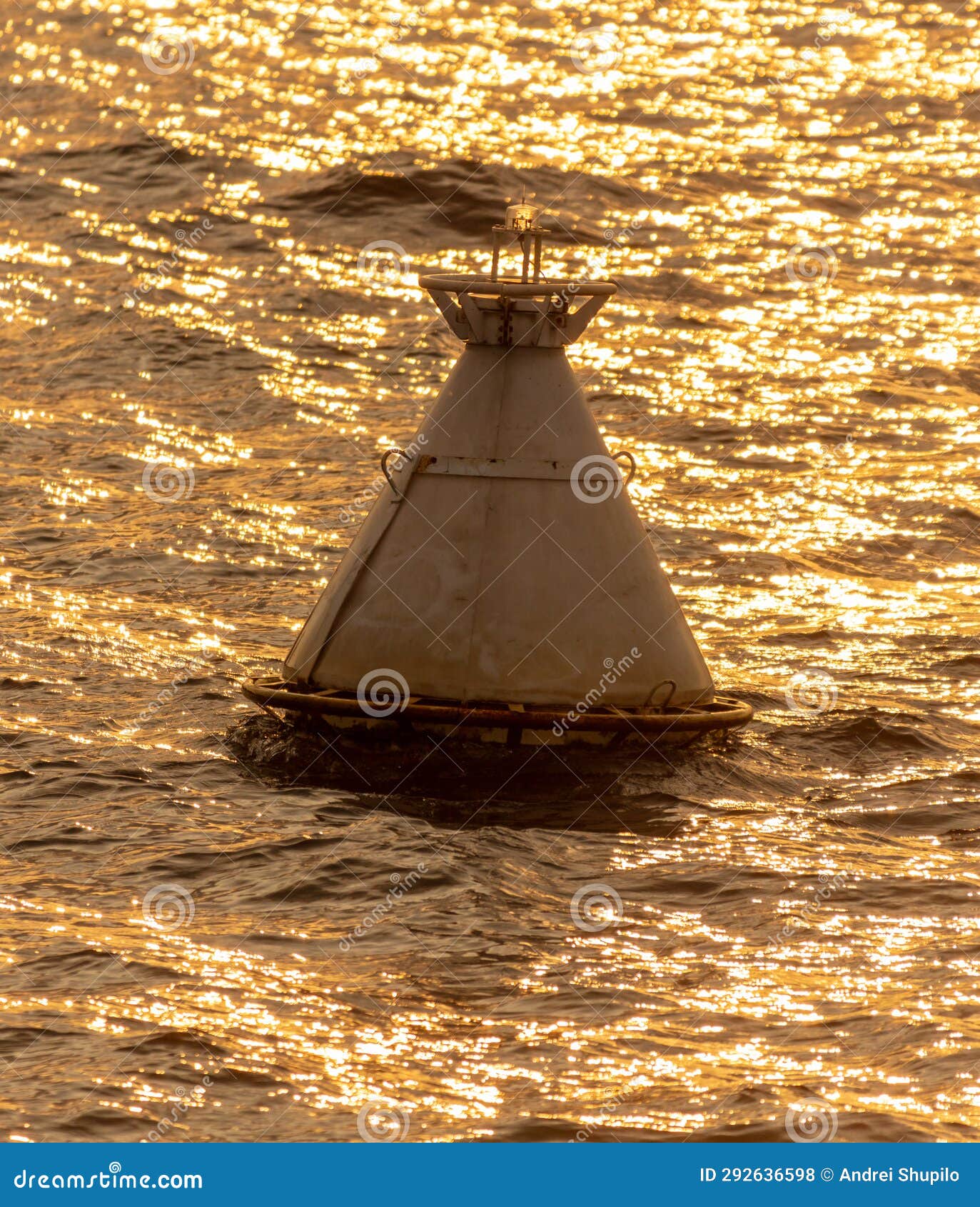 Metal Barrel on the Water in the River at Sunset Stock Photo - Image of ...
