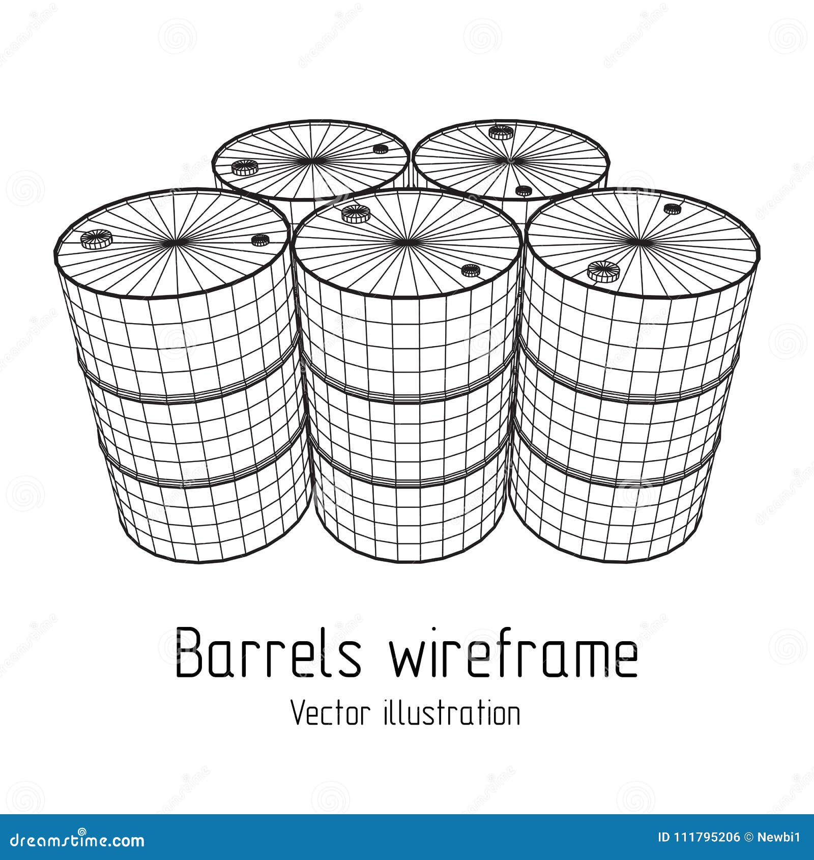 Metal barrel wireframe stock vector. Illustration of outline - 111795206