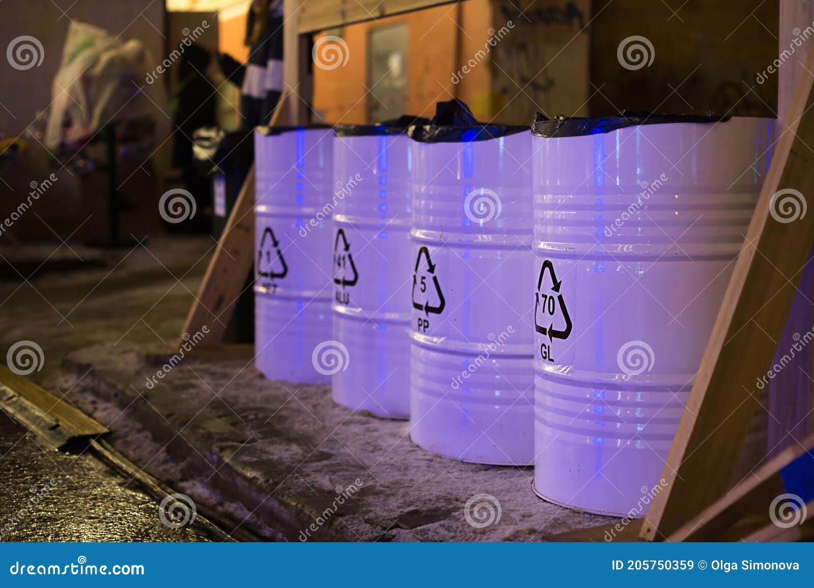 Metal Barrels Containers for Separate Collection and Sorting of Garbage ...