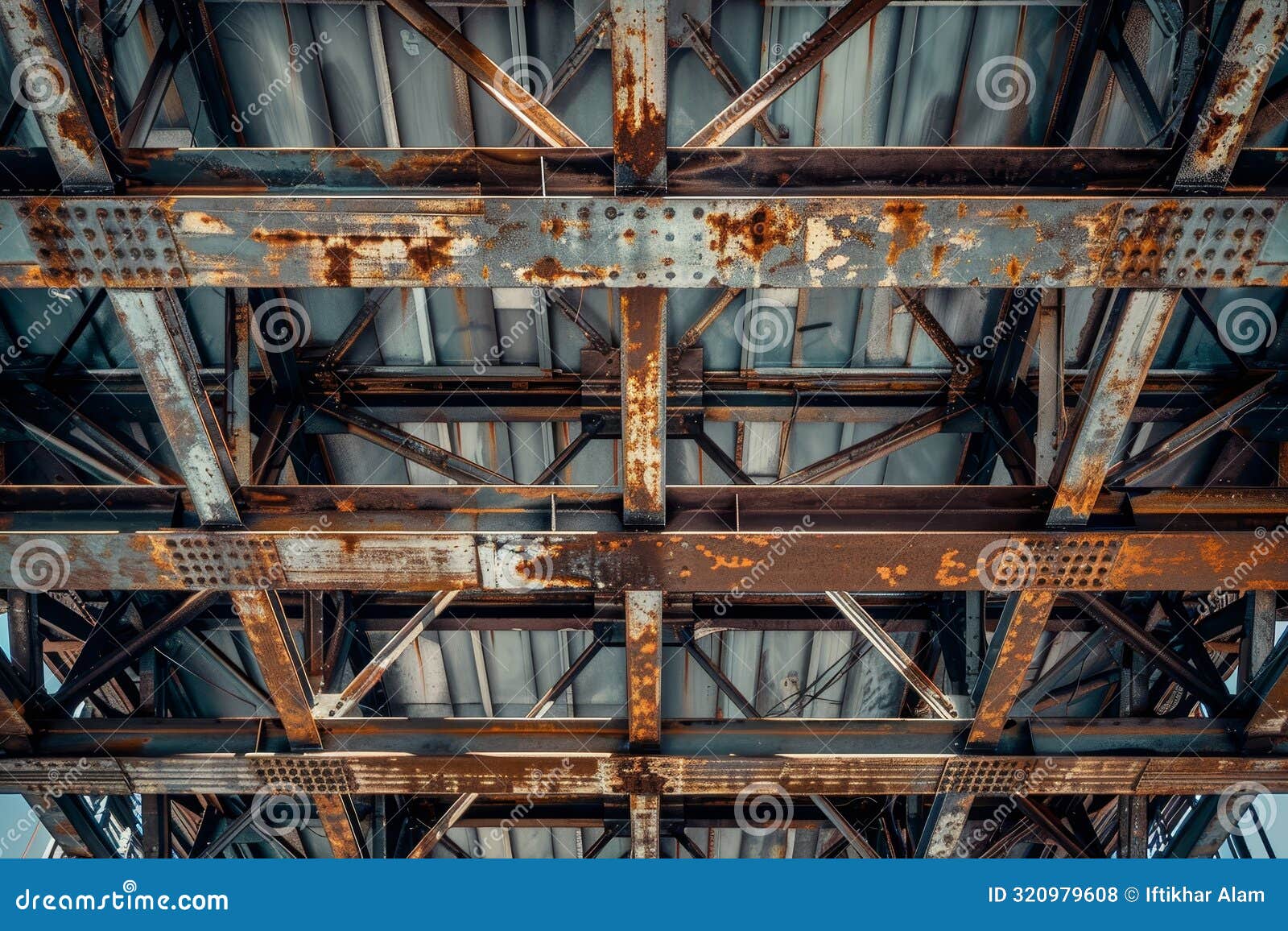 Metal Beams With Rust And Corrosion Visible On The Underside Of A ...