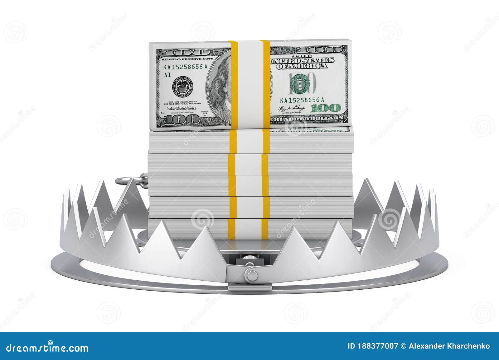 Trap With Dollar Bills Isolated Over White Background, Risk In Business ...