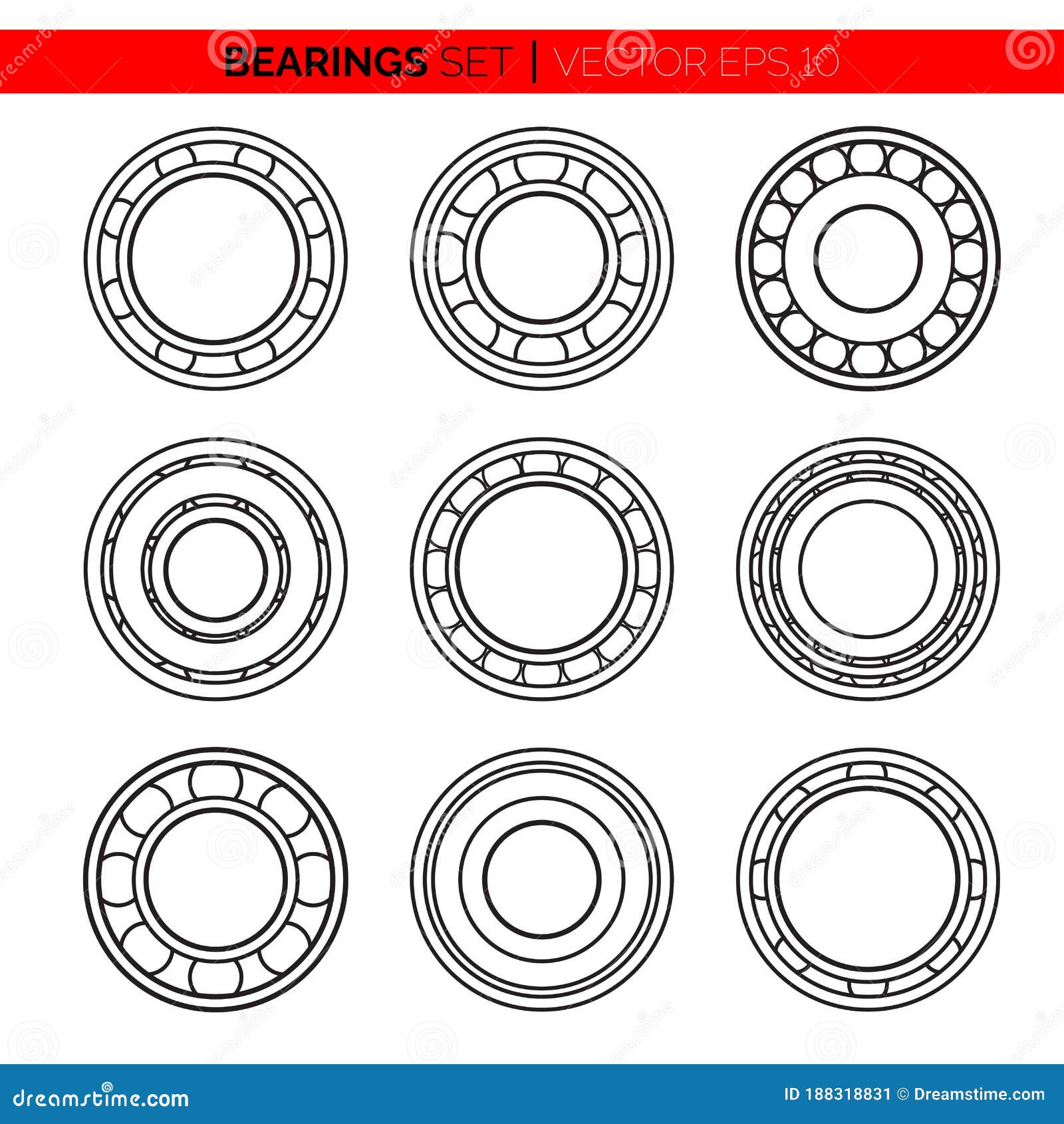 Metal bearings shapes stock vector. Illustration of shape - 188318831