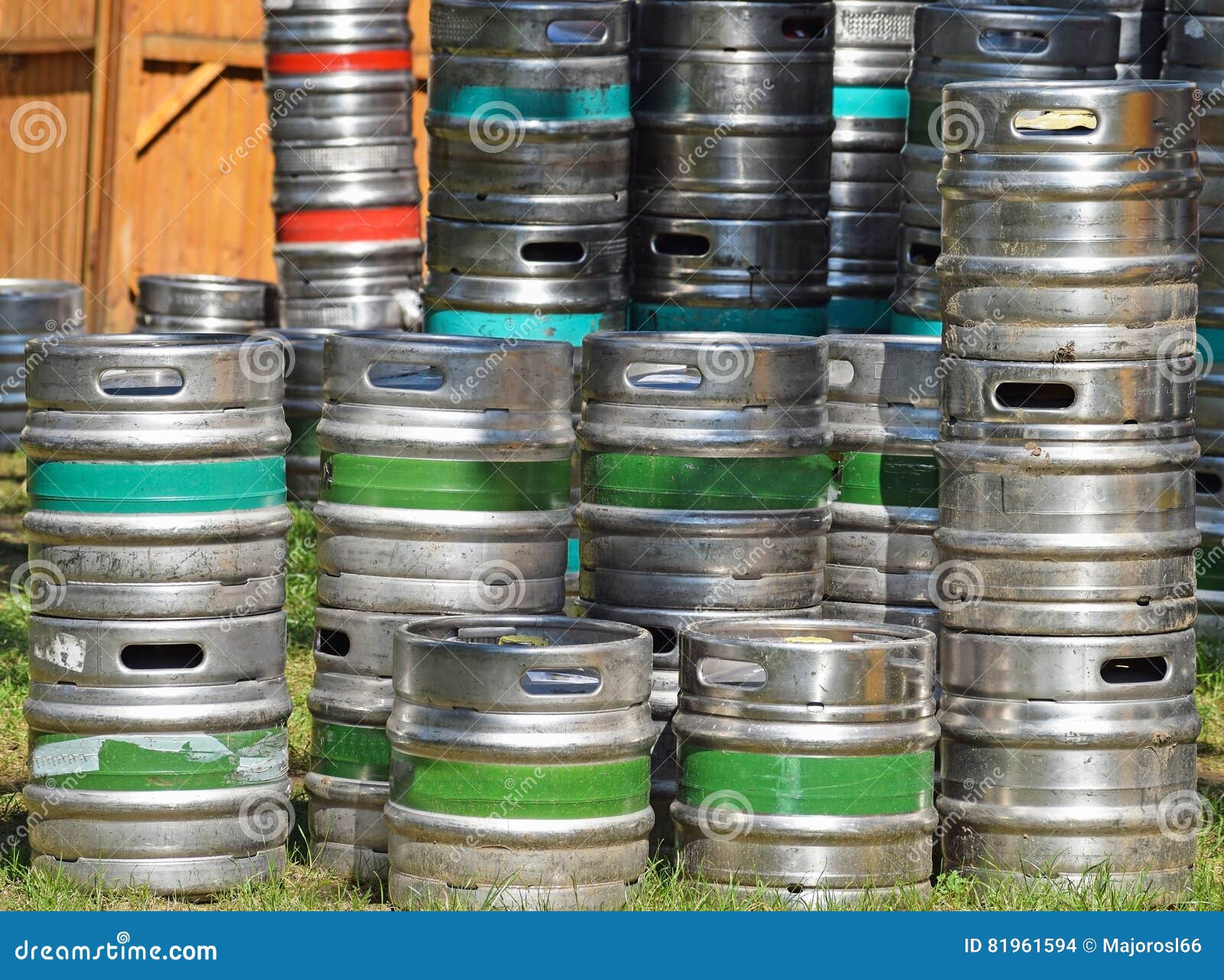 Metal beer barrels stock photo. Image of large, pile - 81961594