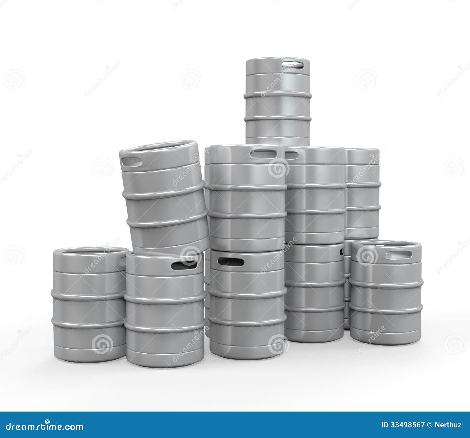 Metal Beer Kegs Vector Icons. Black And White Outline Illustrations On ...