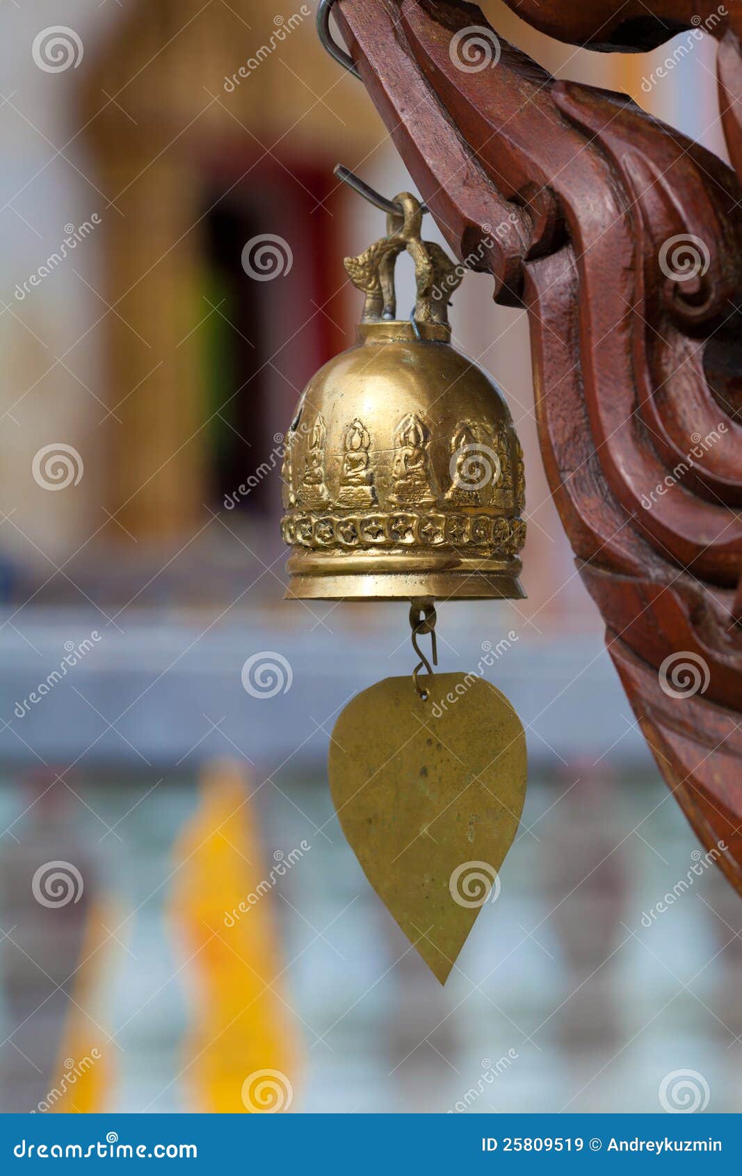 Metal Bell with Buddha Image in Temple Stock Image - Image of buddhism ...