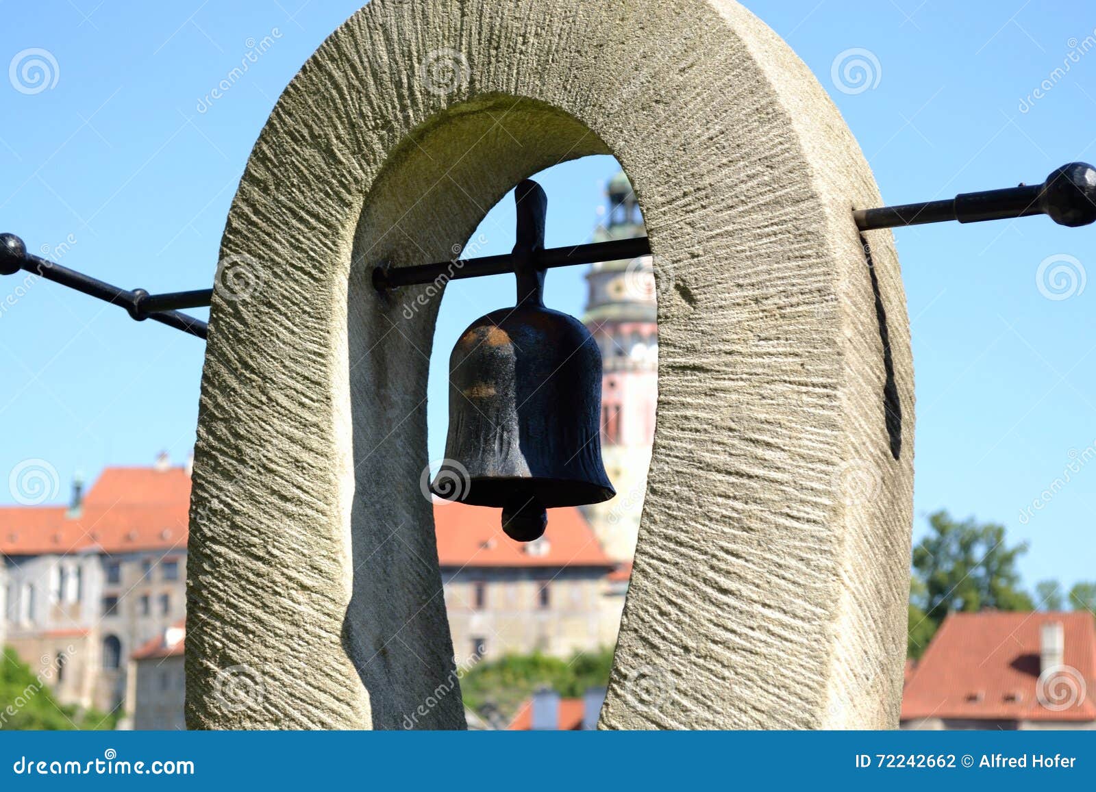 Metal bell on stone stock photo. Image of plateau, castle - 72242662
