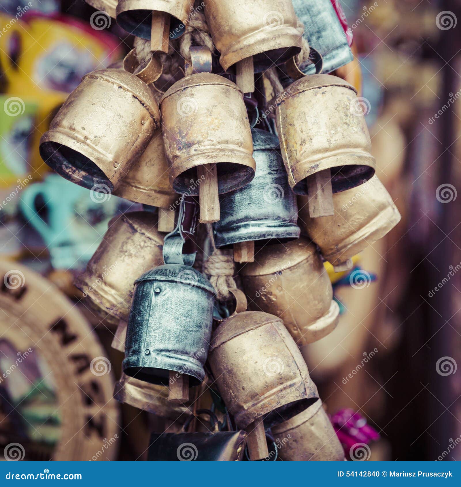 Metal bells from Zakopane stock photo. Image of aged - 54142840