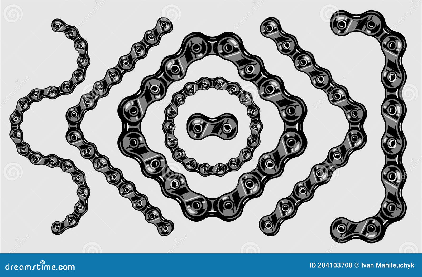 Metal Bicycle Chain Pattern Brush Template Stock Vector - Illustration ...