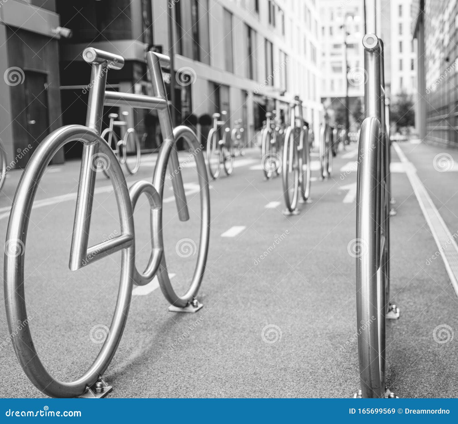 Metal Bike Racks Made in the Shape of Bicycles Stock Image - Image of ...
