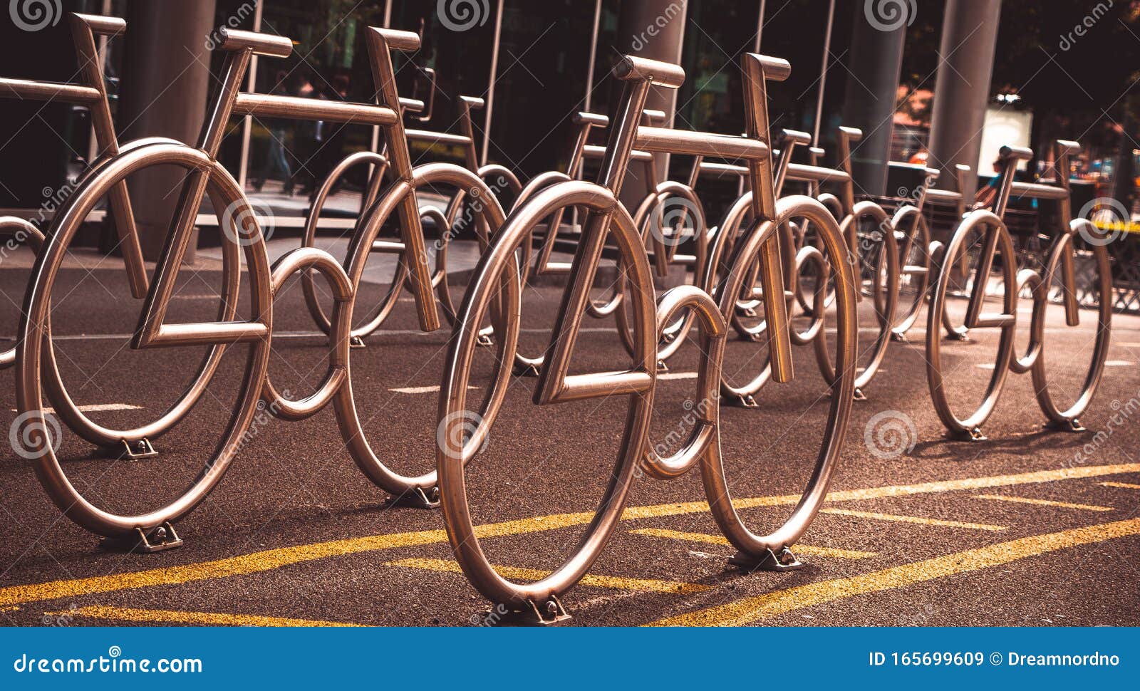 Metal Bike Racks Made in the Shape of Bicycles Stock Image - Image of ...