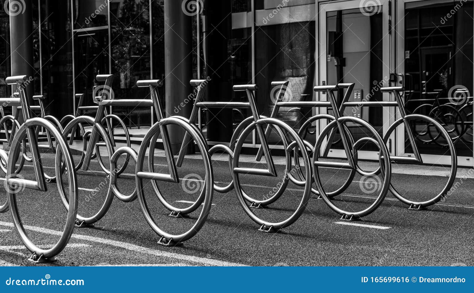 Metal Bike Racks Made in the Shape of Bicycles Stock Photo - Image of ...