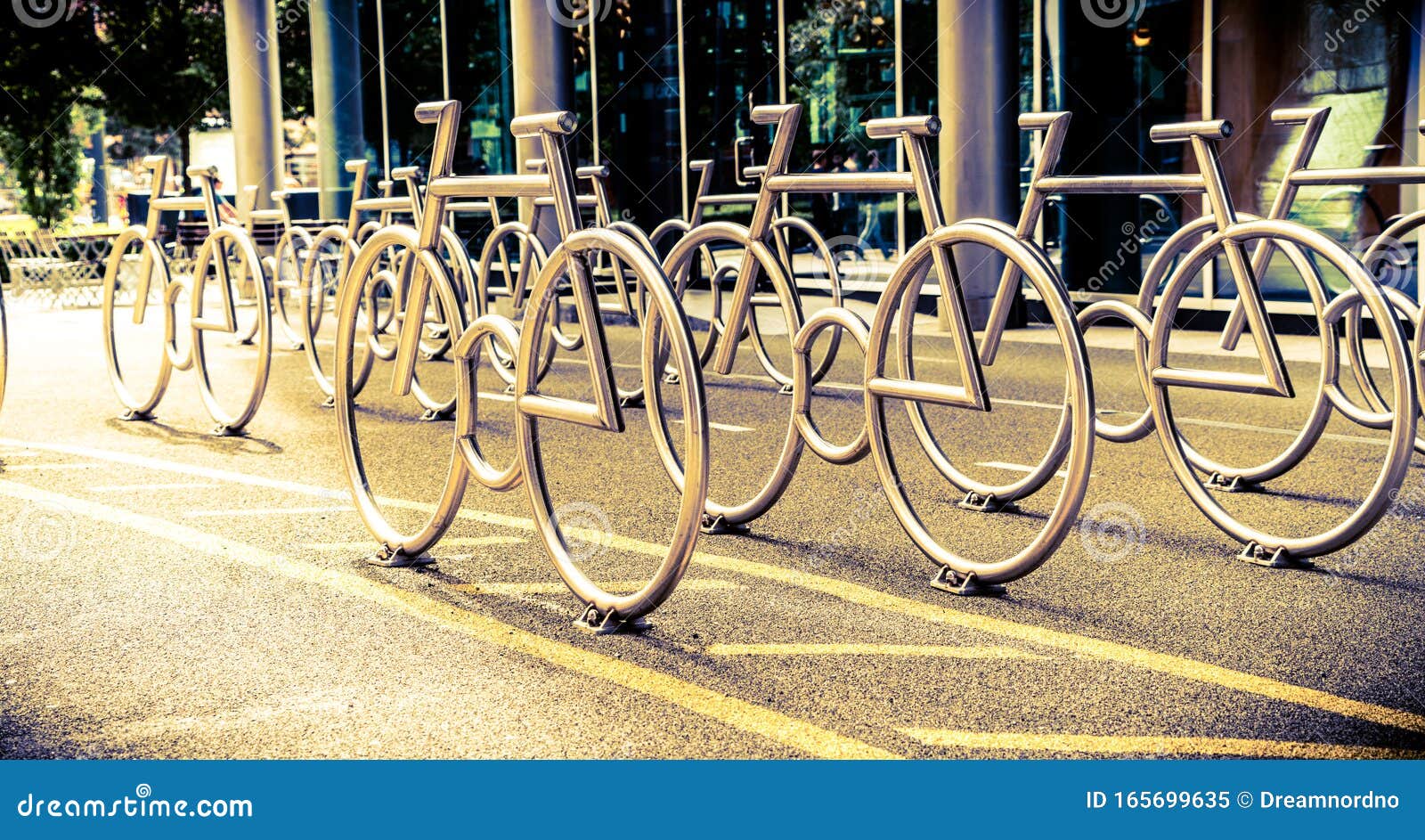 Metal Bike Racks Made in the Shape of Bicycles Stock Image - Image of ...