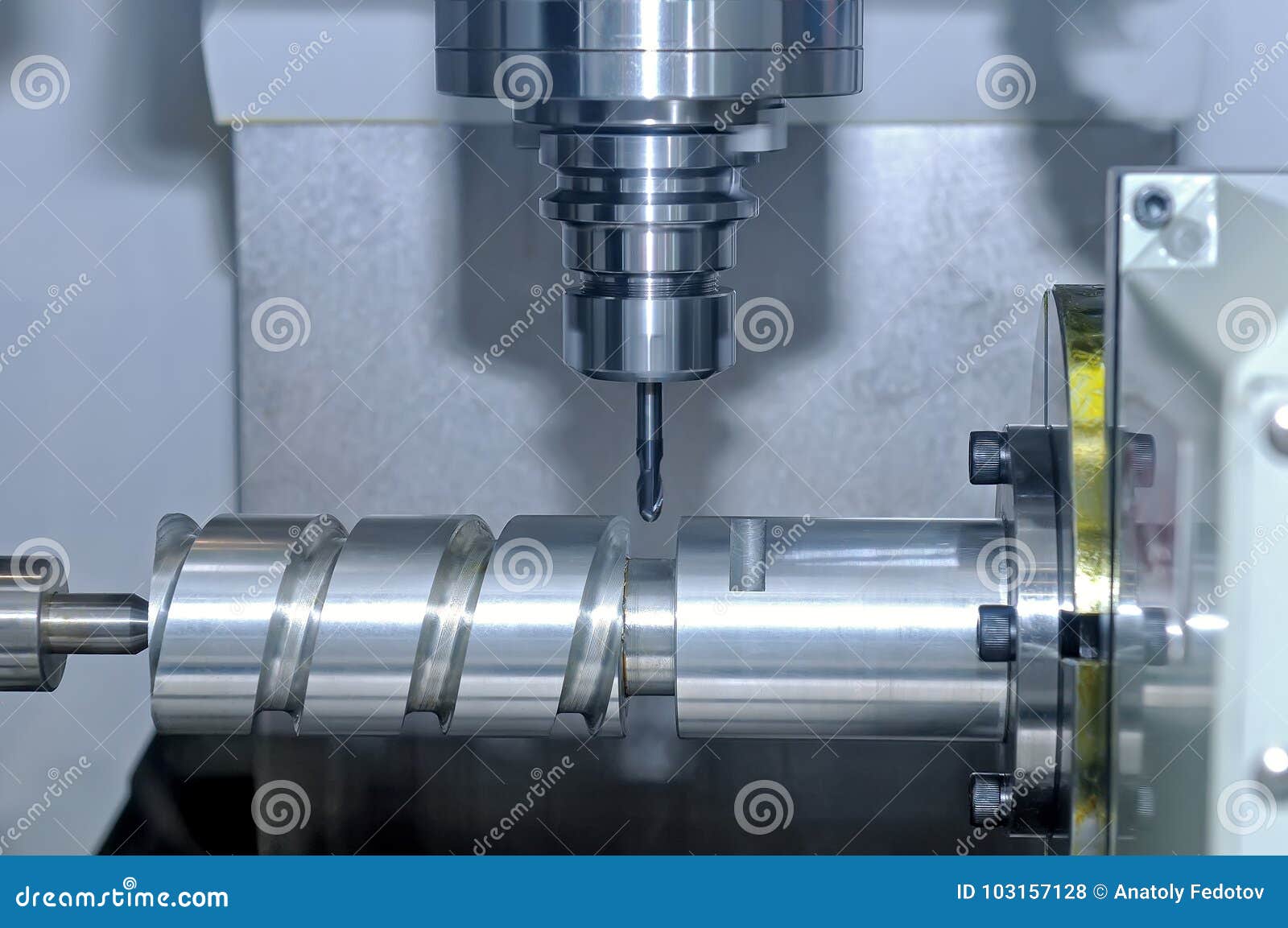 Metal Billet is Machined on Milling Machine Stock Photo - Image of ...