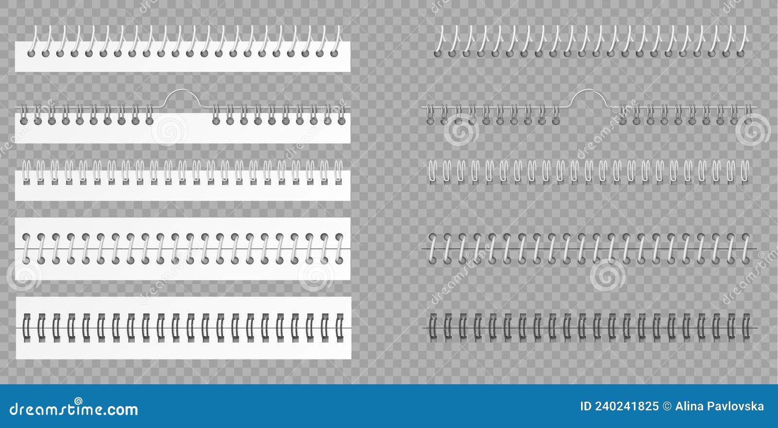 Metal Binders Set. Realistic Spiral Coils for Notebook. 3d Fastening ... Metal Binders Set. Realistic Spiral Coils for Notebook. 3d Fastening ...
