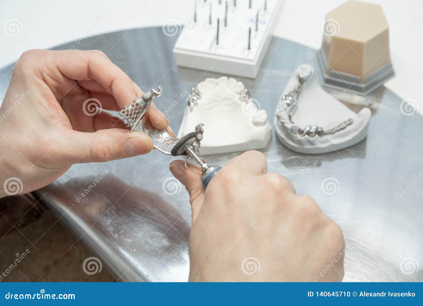 Processing Dentures Cutter Manually on the Table Stock Photo - Image of ...