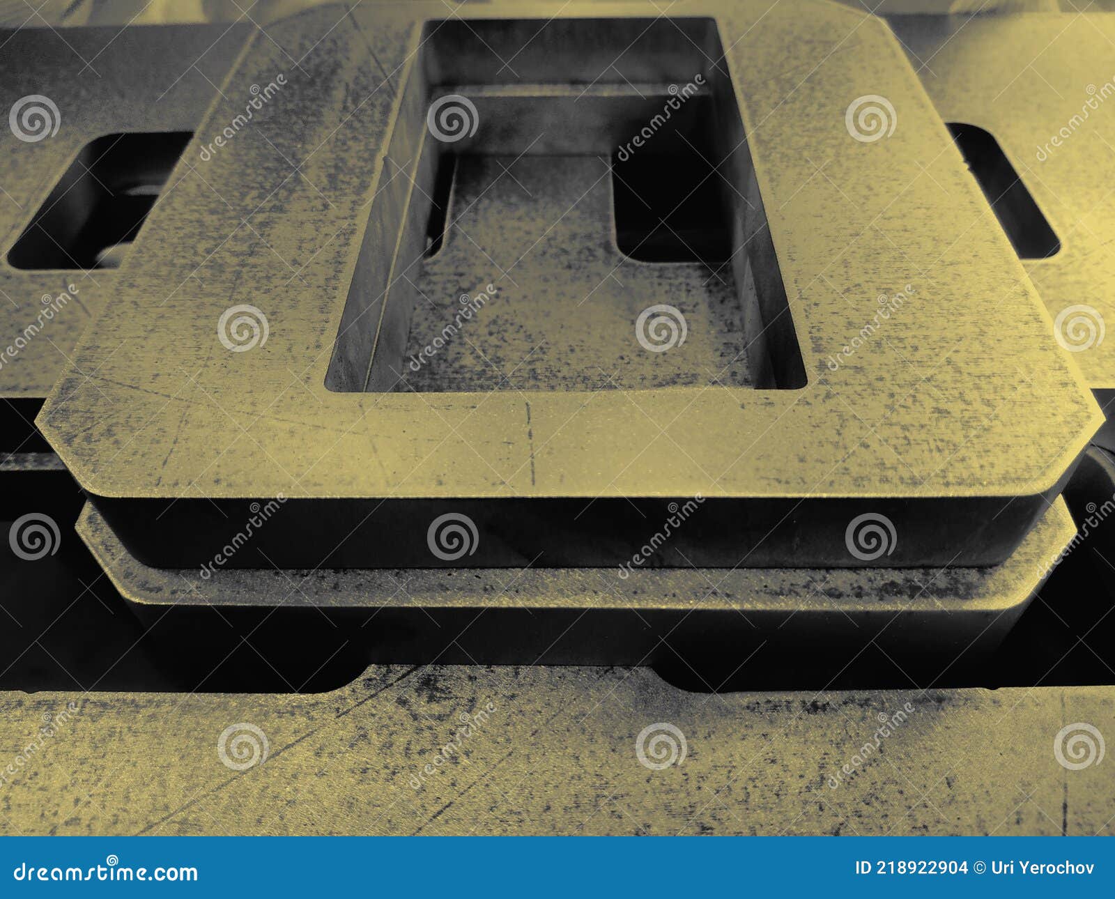 Metal Blanks in Black and White with Rectangular Holes Stock Photo ...
