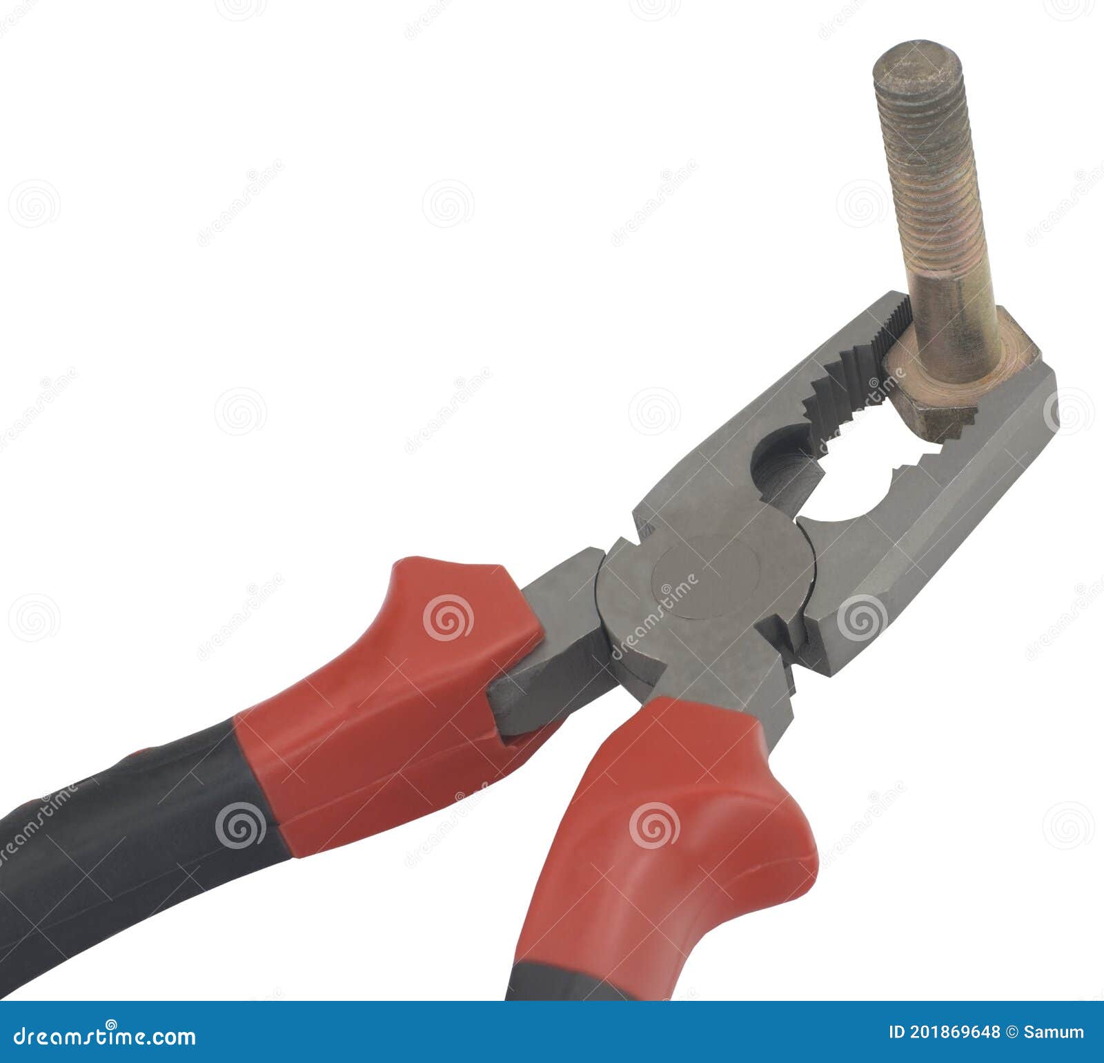 Metal Bolt Clamped in Pliers on White Stock Photo - Image of industry ...