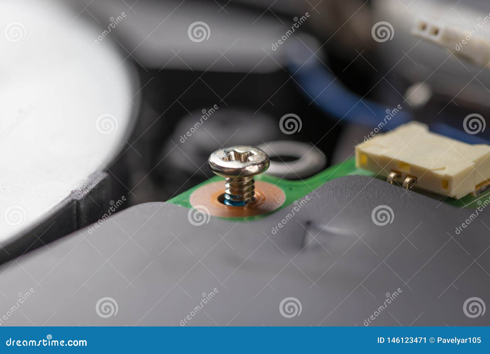Metal Bolt Fastening. Computer Connector and Cable on the Processor ...