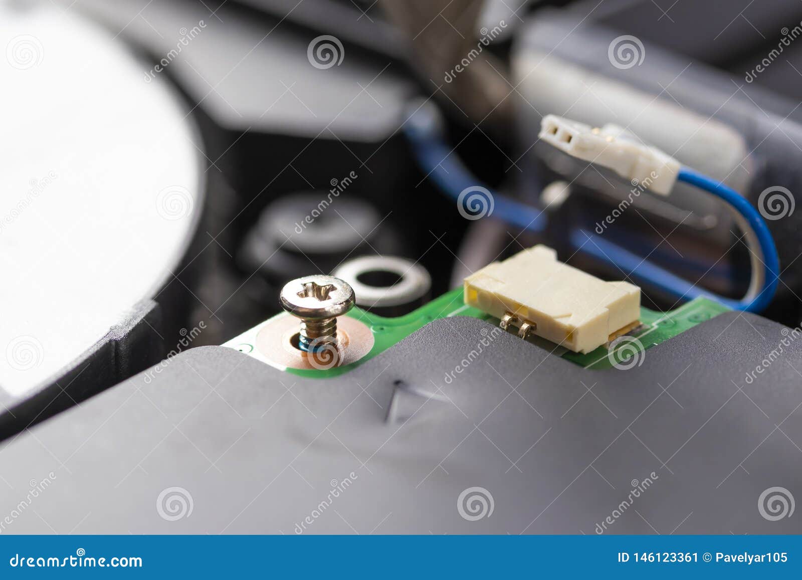 Metal Bolt Fastening. Computer Connector and Cable on the Processor ...