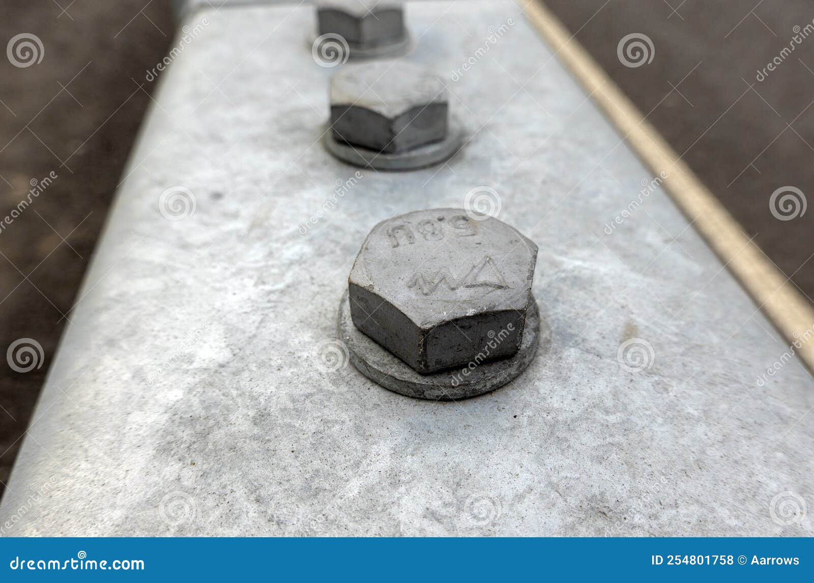 Metal Bolt and Nut into the Pipe Collection Stock Photo - Image of gray ...