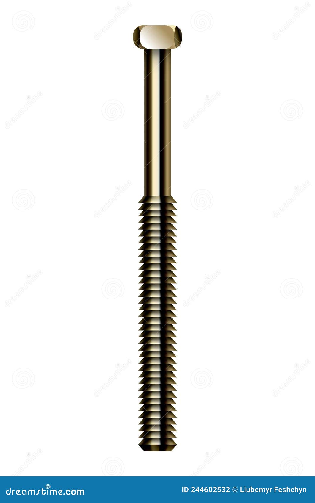 Metal Bolt Side View. Industrial or DIY Element for Fixing Stock Vector ...