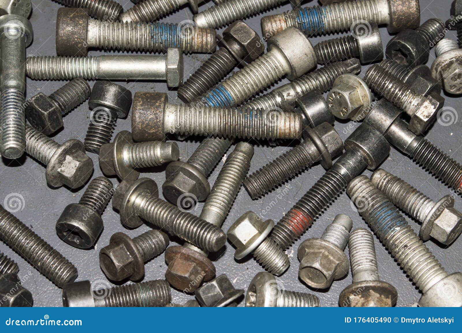 The Metal Bolts are on the Table Stock Photo - Image of steel, hexagon ...