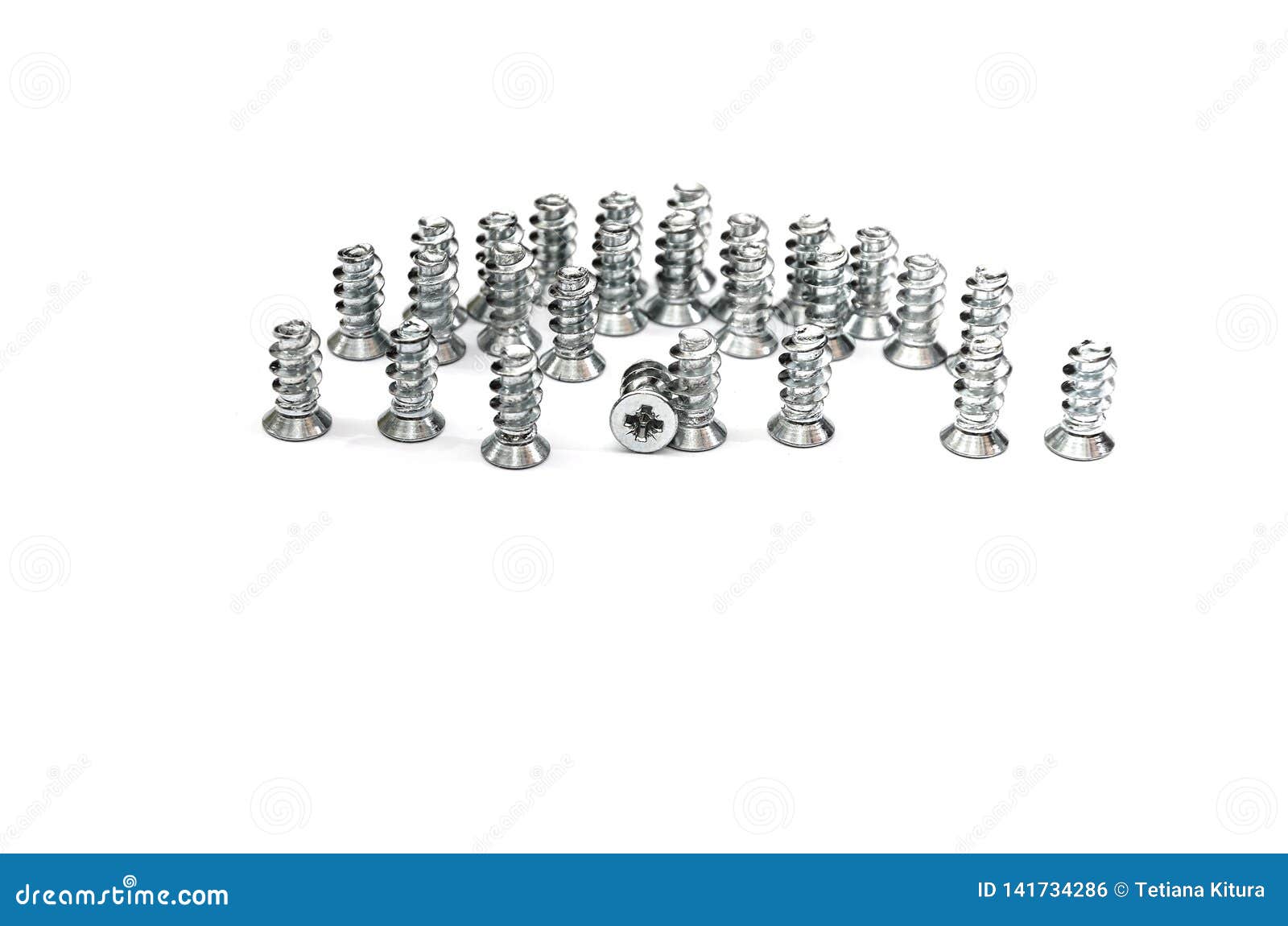 Small Metal Bolts on a White Background Stock Photo - Image of head ...