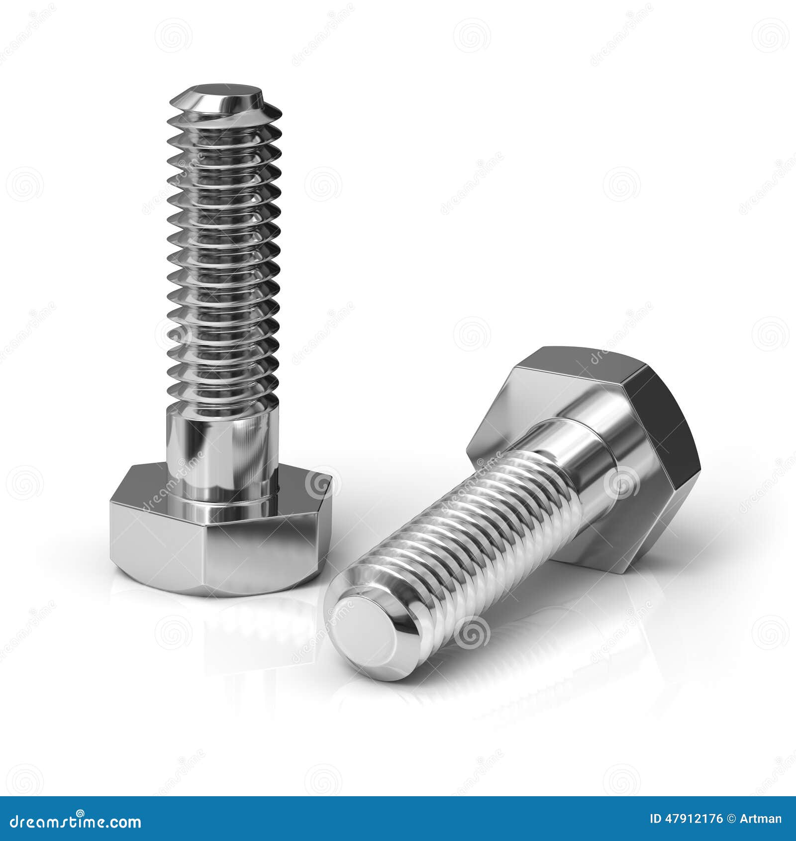 Metal bolts on white stock illustration. Illustration of thread - 47912176