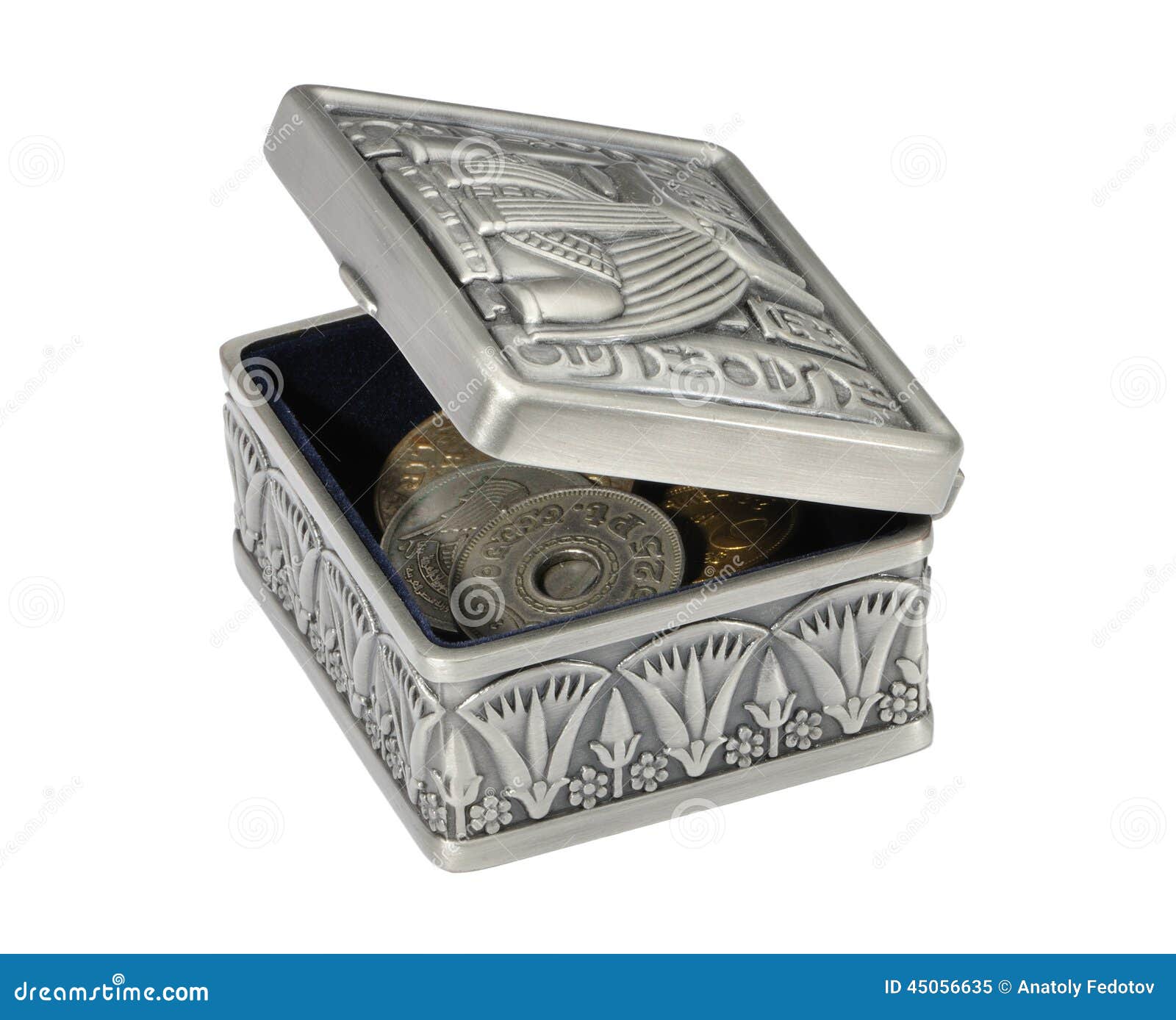 Metal Box in the Egyptian Style with Coins. Stock Image - Image of ...