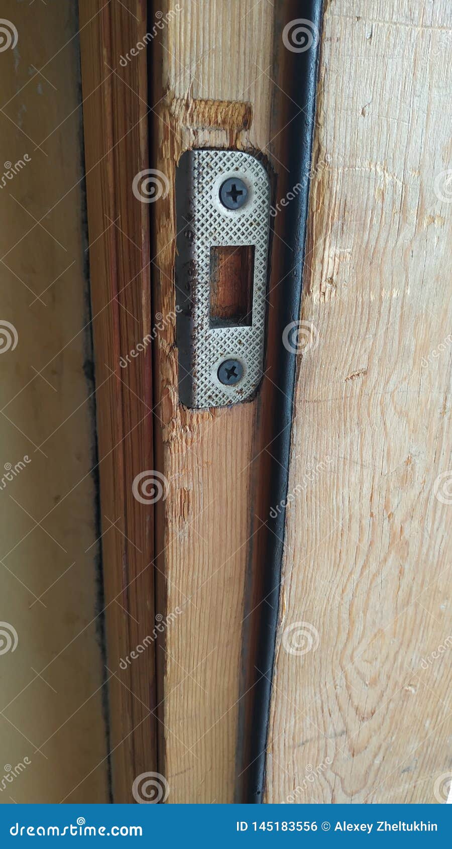 Metal Bracket for the Lock in the Door Frame. Close-up Stock Photo ...